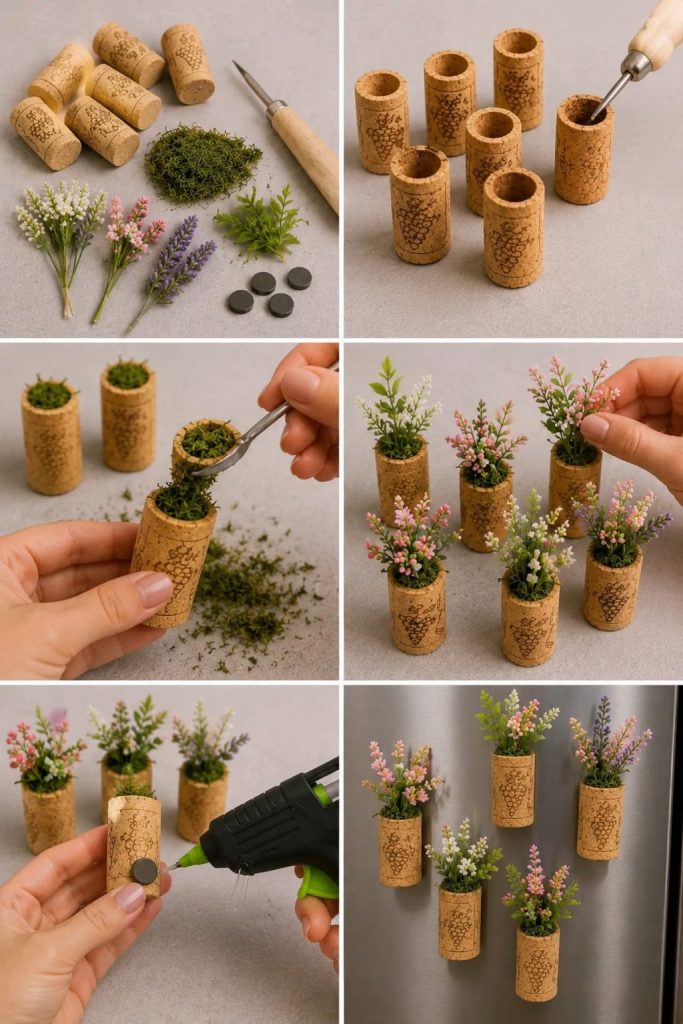How to Make Mini Planter Magnets From Wine Corks: A Cute Recycled Craft ...